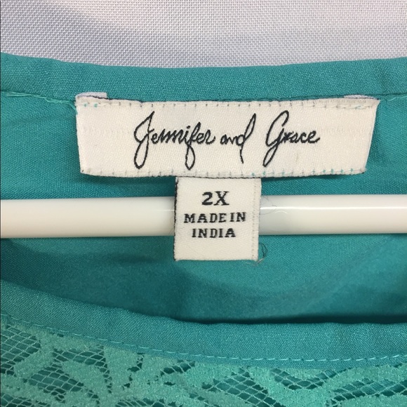 Jennifer & Grace | Tops | Jennifer Grace Teal Sz 2x Lace Overlay Tank ...